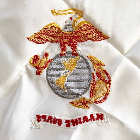 USMC | Accessories | Usmc Marine Corp Logo Stitched White Scarf Wrap ...